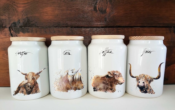 Kitchen Storage highland Cows Storage Jars,highland Cows canisters ...