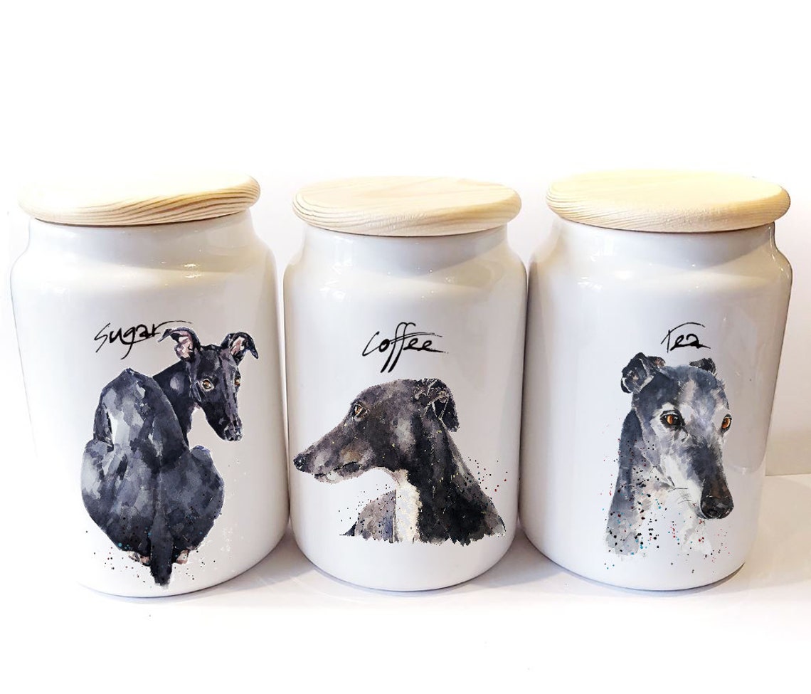 Whippet Ceramic Tea, Coffee and Sugar Storage Jars. Whippet Canisters ...