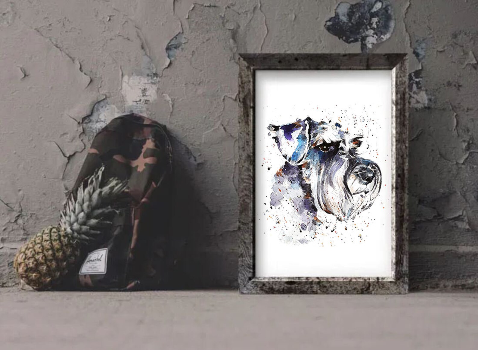 The Thinker Schnauzer Print Watercolour.Schnauzer | Etsy