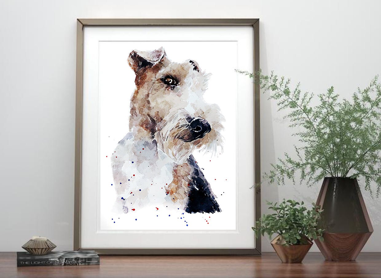 Wire hair Fox Terrier Print Watercolour. Wirehaired Fox | Etsy