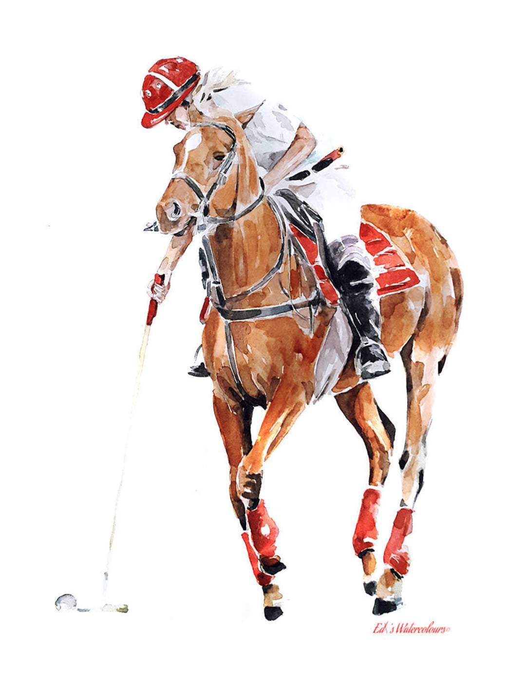 Polo Player " Print Watercolour.polo Rider Watercolour, Polo Sport Art ...