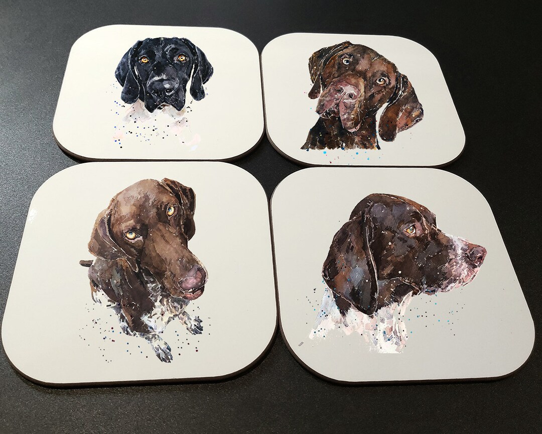 German Short Haired Pointer Cork Backed Glossy Coasters ( Set of 4) GSP ...
