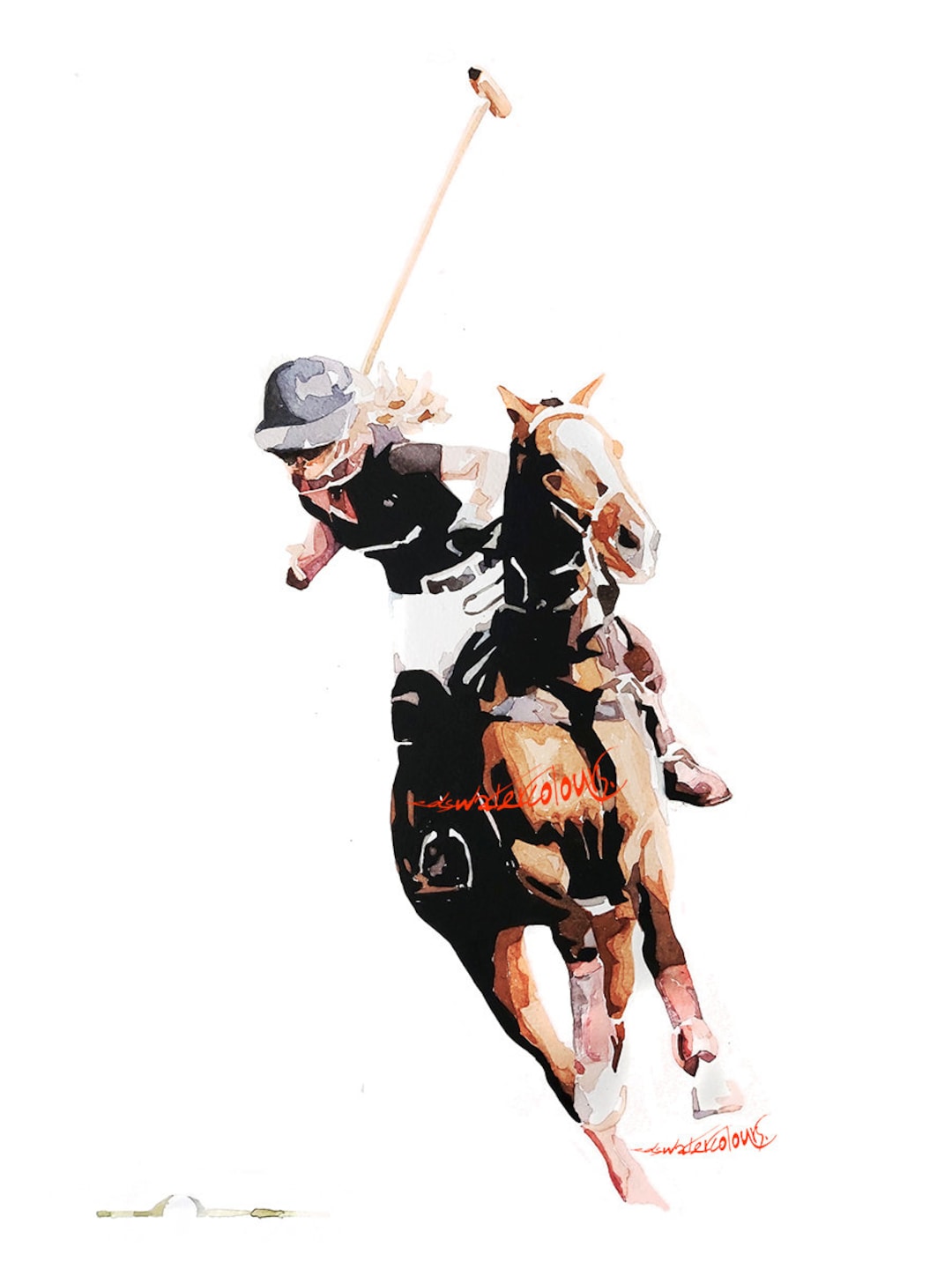 Polo Player Ii" Print Watercolour.polo Rider Watercolour, Polo Sport ...