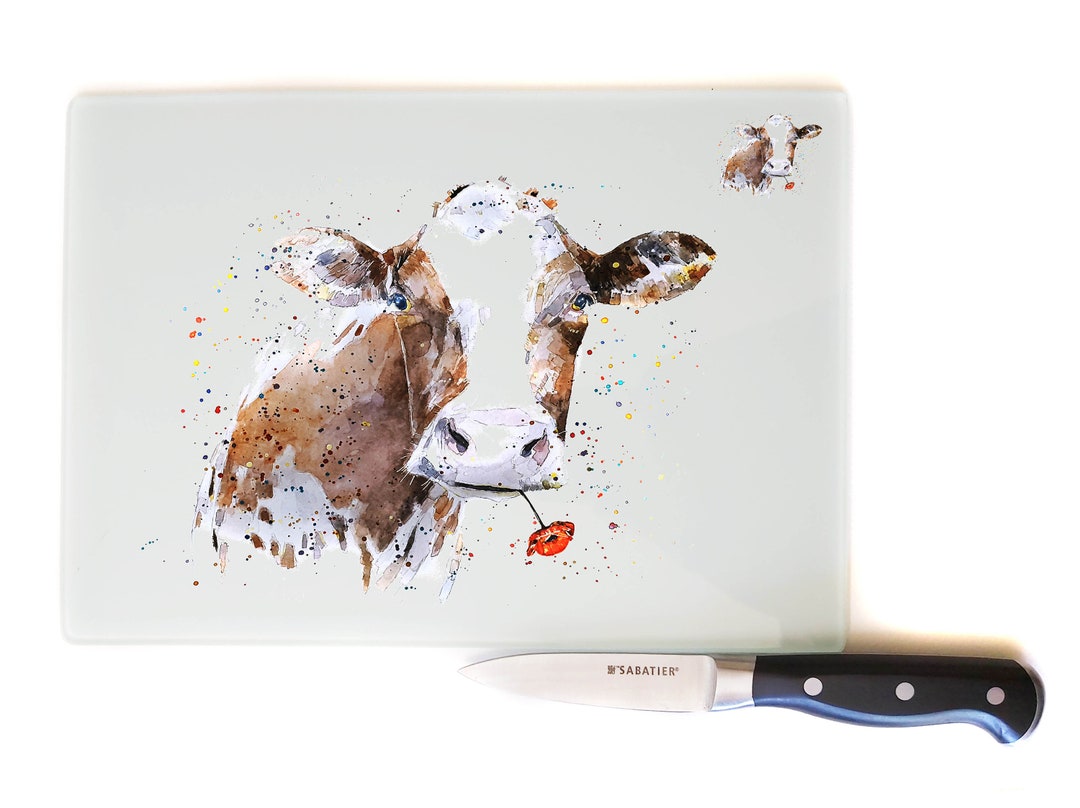 Poppy Cow Toughened Glass Chopping Board: Smooth Finish - Etsy