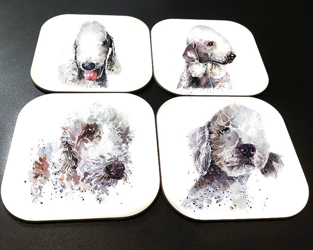 Bedlington Terrier Cork Backed Glossy Coasters ( Set of 4 ...