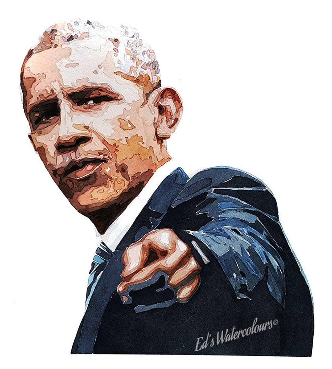 Barack Obama - Print Watercolour.barack Obama Art,barack Obama Print ...