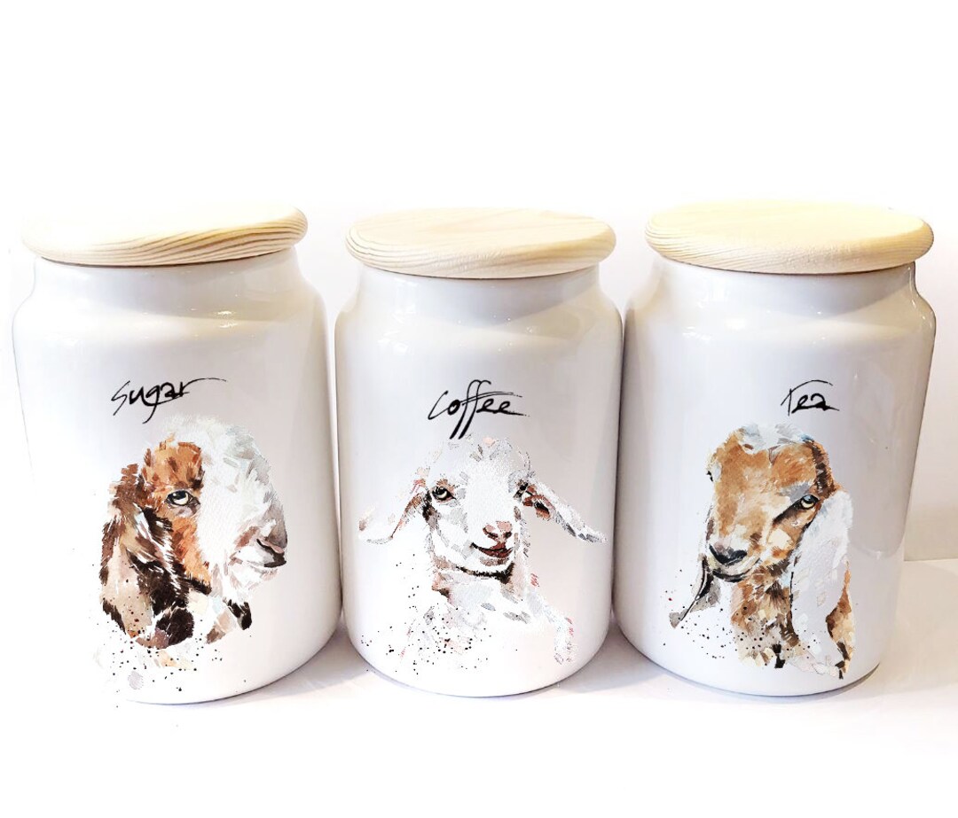 Three Kings Goat Ceramic Tea,coffee and Sugar Storage Jars.goat ...
