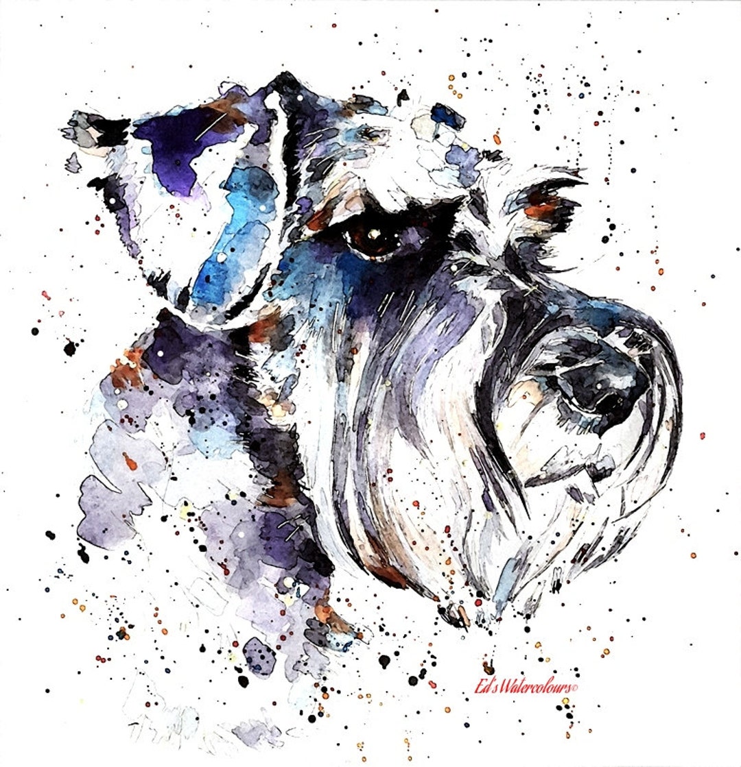 The Thinker Schnauzer Print Watercolour.schnauzer - Etsy