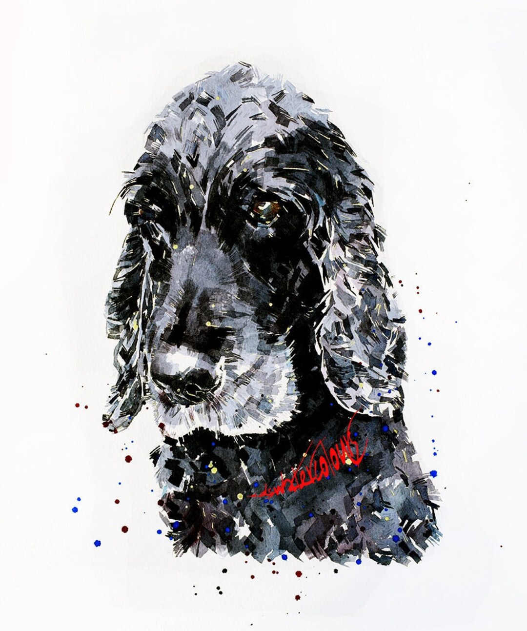 Black Cocker Spaniel " Print Watercolour. Cocker Spaniel Art,cocker ...