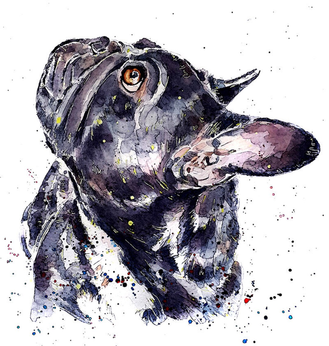French Bulldog - Patiently Waiting" Print Watercolour, Frenchie ...