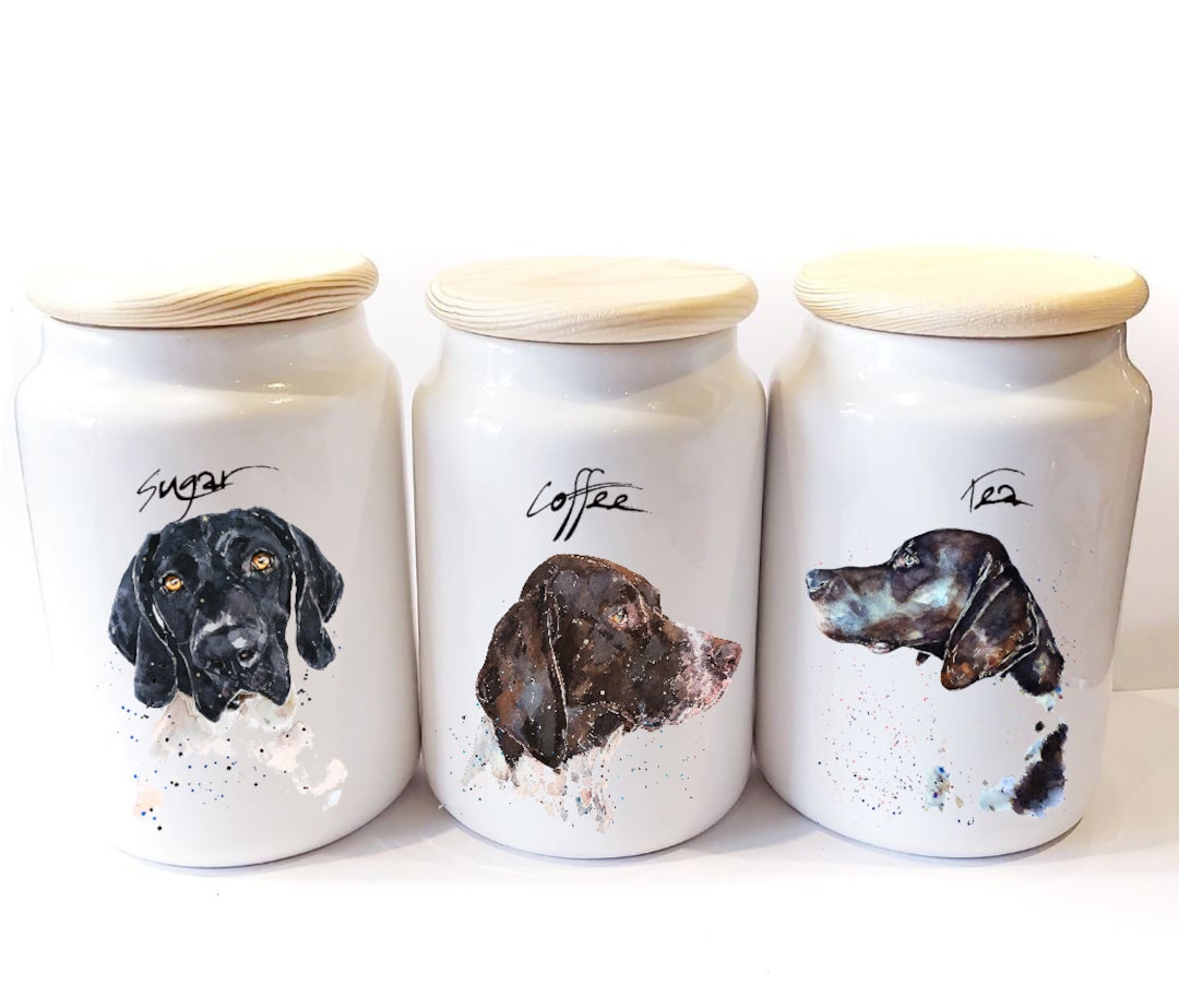 German Shorthaired Pointer II Ceramic Tea, Coffee and Sugar Storage ...