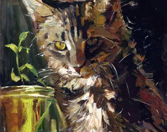 Cat oil painting | Etsy