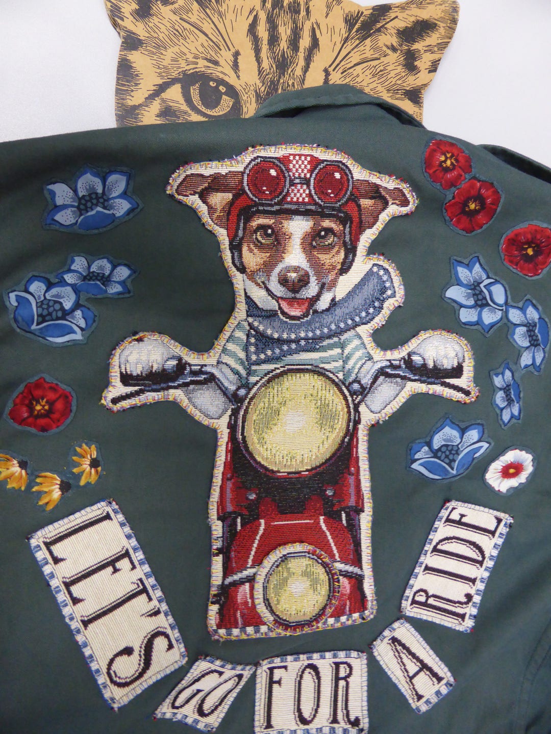 Custom Military Jacket Patch Tapestry Jack Russell Let's Go for a Ride ...