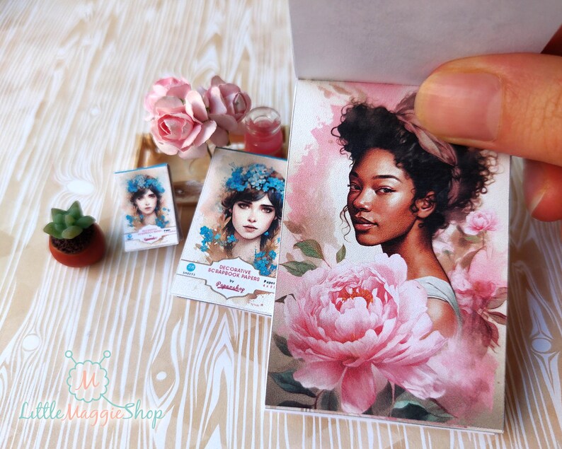 Miniature Flower Ladies Scrapbook Paper Pad: Dollhouse Craft (digital ...