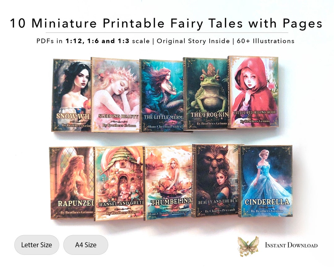 Miniature Fairy Tale Books: 10 Printable Dollhouse Classics (PDF) - Etsy