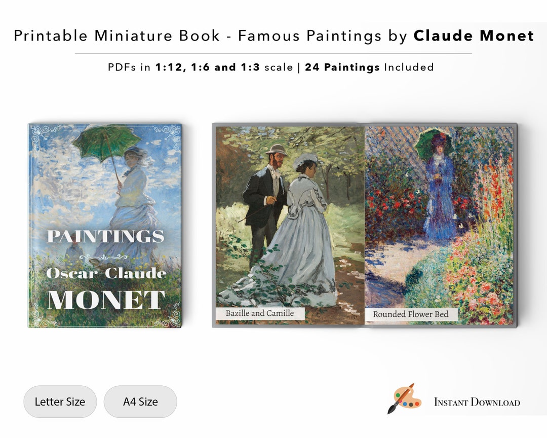 Famous Paintings by Claude Monet - Printable Miniature Book | Dollhouse ...