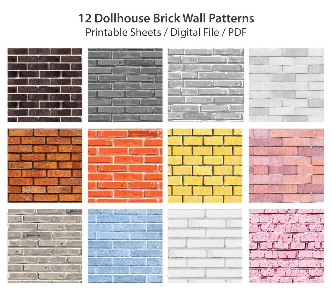 Dollhouse Brick Wall Patterns: Miniature Printable Sheets (PDF) - Etsy