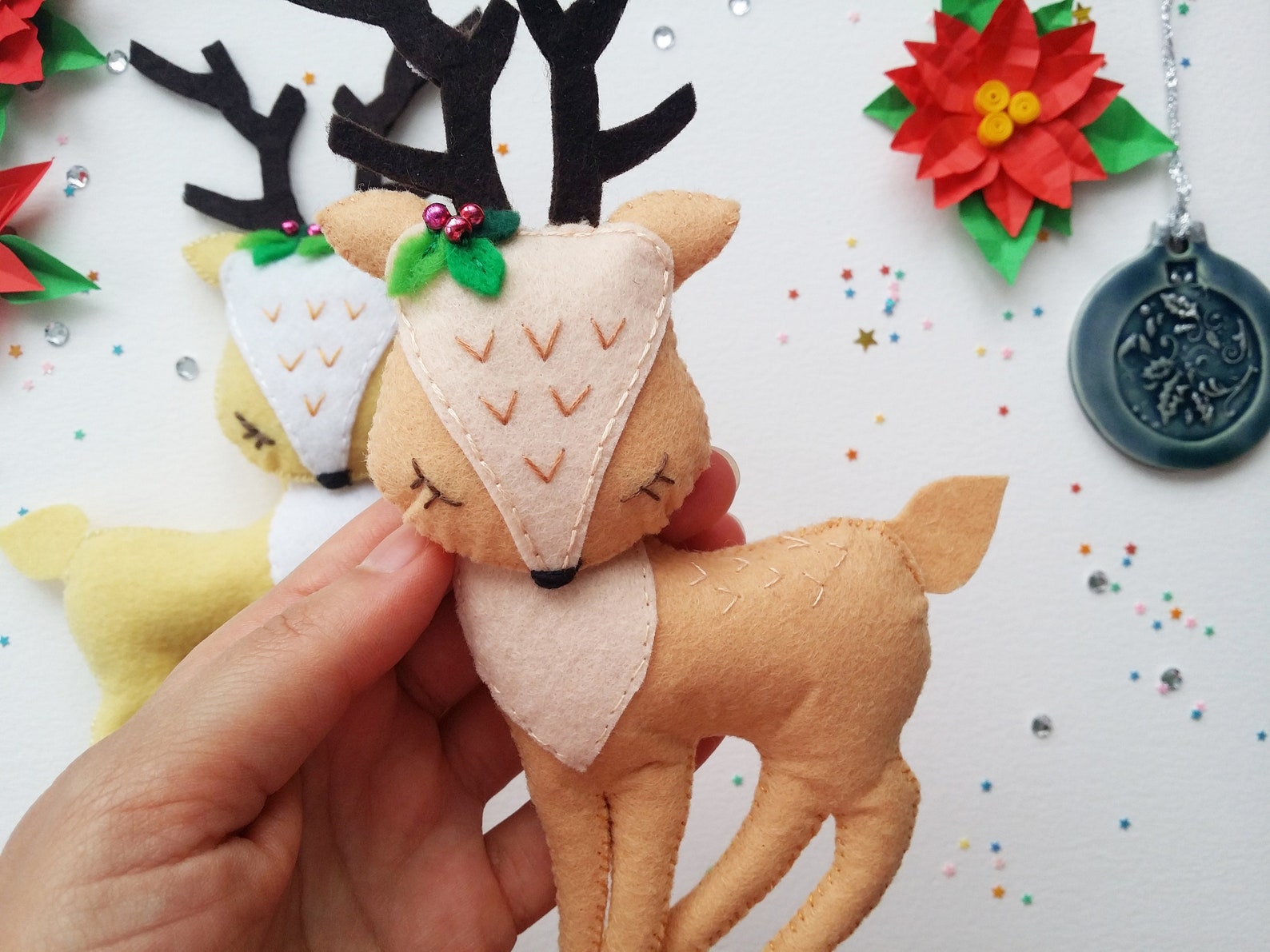 Felt Reindeer Pattern Felt Christmas Reindeer Christmas - Etsy