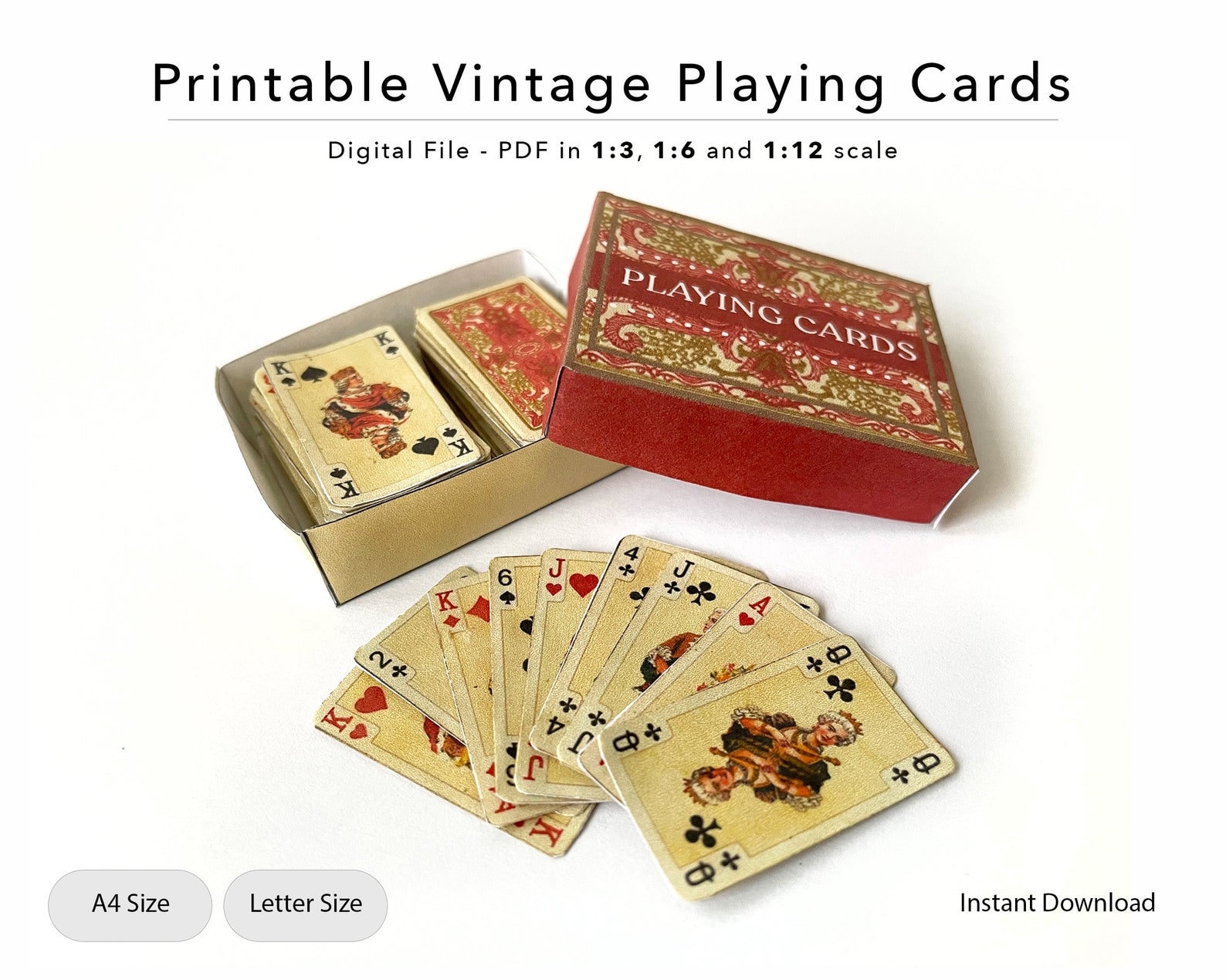Printable Miniature Playing Cards Vintage Antique - Etsy