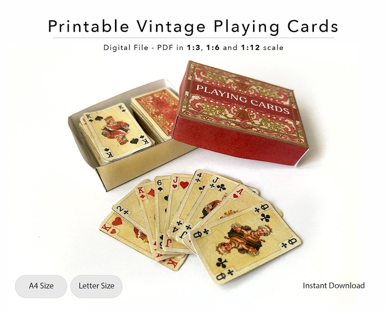 Printable Miniature Playing Cards Vintage Antique - Etsy