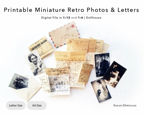 Printable Miniature Retro Letters Photos and Envelopes - Etsy