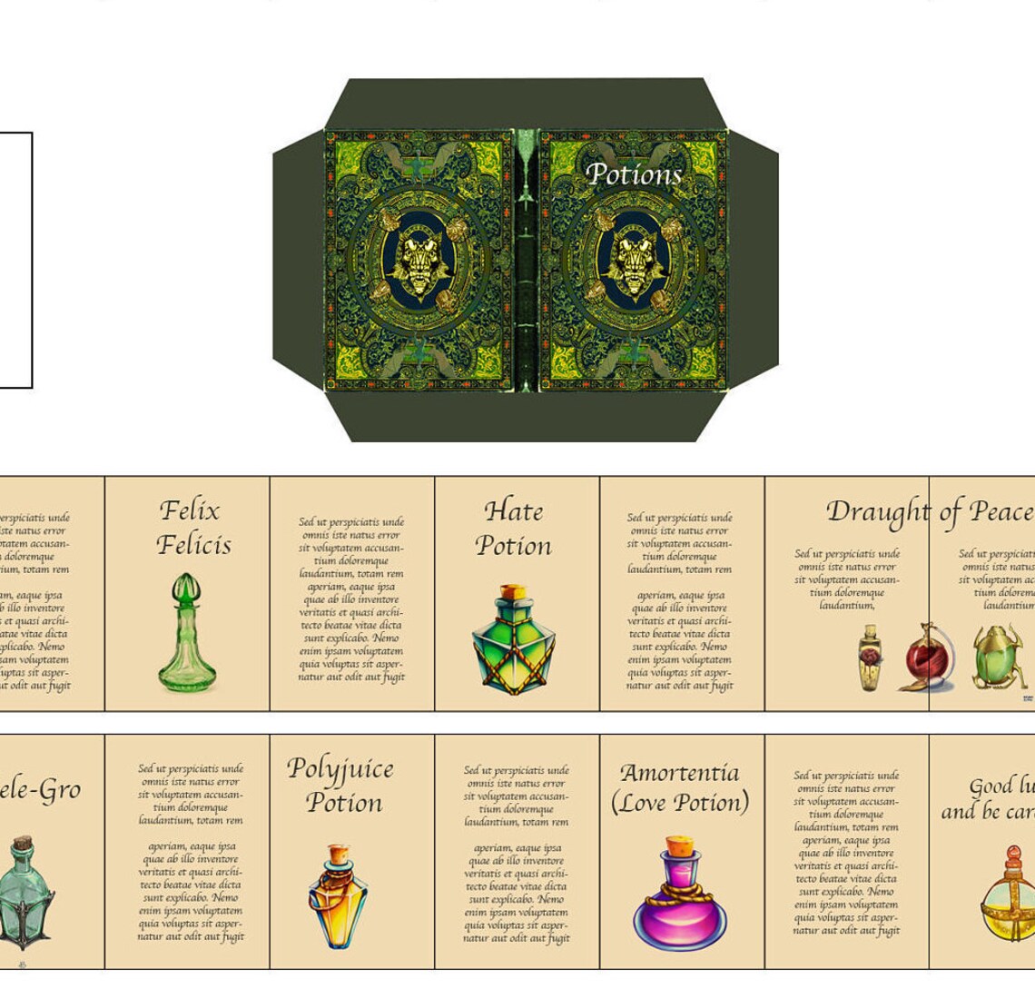 3 Printable Magical Books With Pages Spells Potions and | Etsy