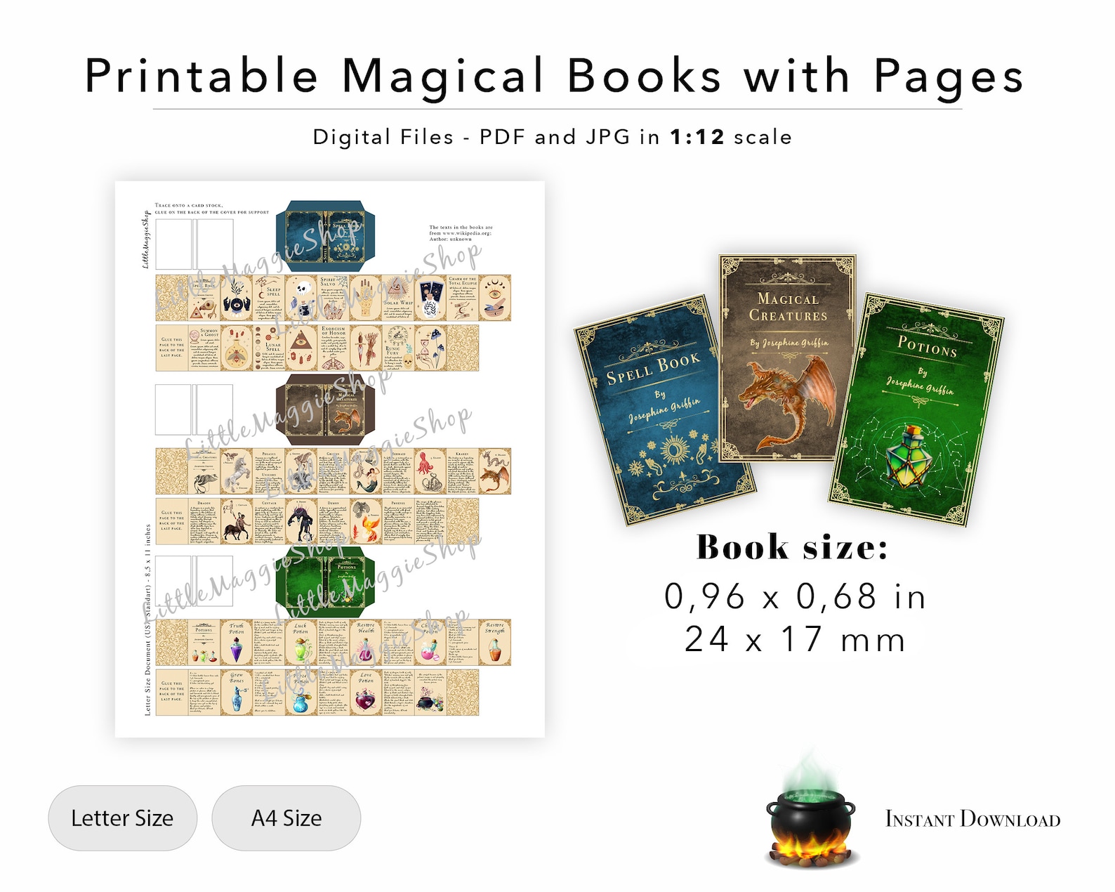 3 Printable Magical Books With Pages Spells, Potions and Magical ...