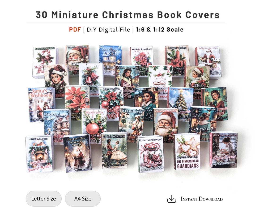 30 Miniature Christmas Book Covers Printable | DIY Mini Books PDF ...
