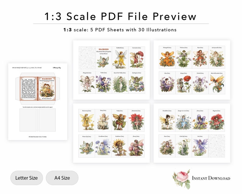Fairy Encyclopedia: Printable Miniature Book With 30 Illustrations (PDF ...