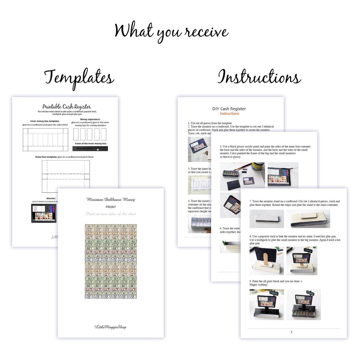Printable Cash Register Template With Instructions | Money Template ...