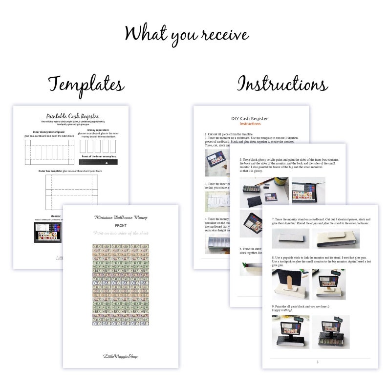 Printable Cash Register Template With Instructions | Money Template ...