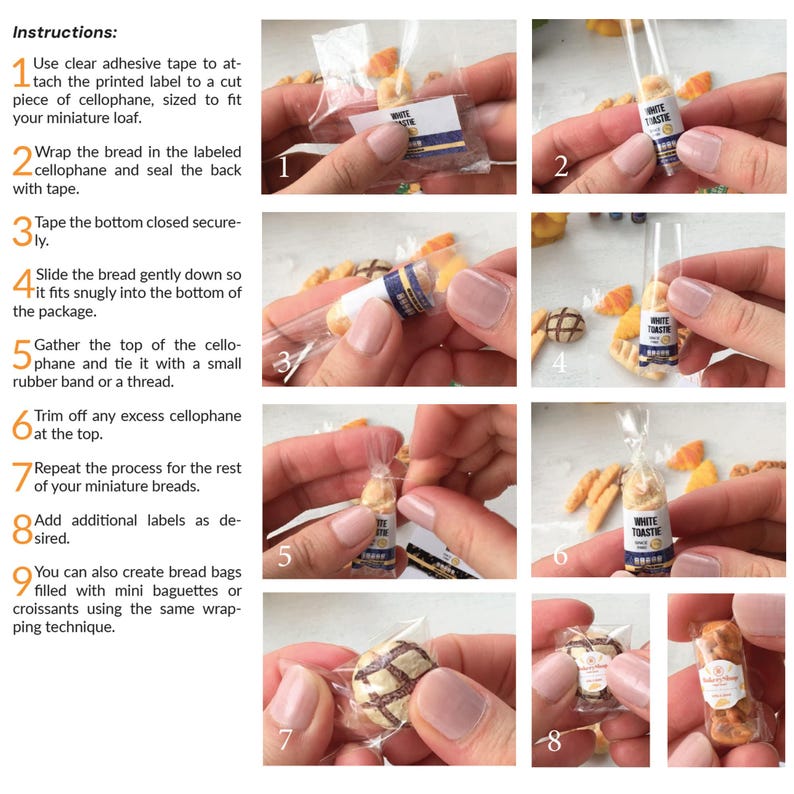 Miniature Bread Packaging: Dollhouse Bakery Labels (PDF, 1/6 & 1/12 ...