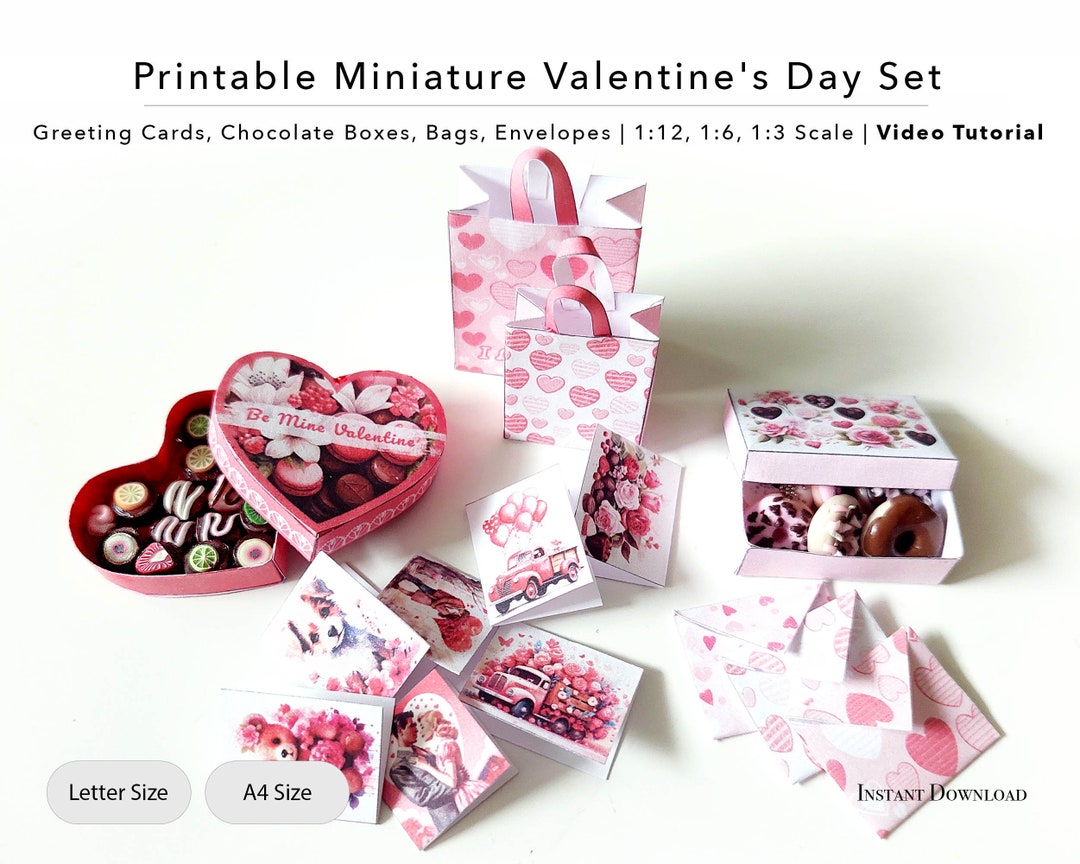 Printable Miniature Valentine's Day Set: Dollhouse Accessories (PDF ...