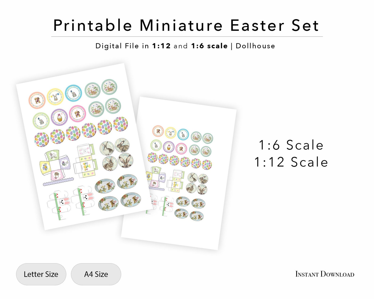Miniature Printable Easter Set Dollhouse Printable Plates - Etsy