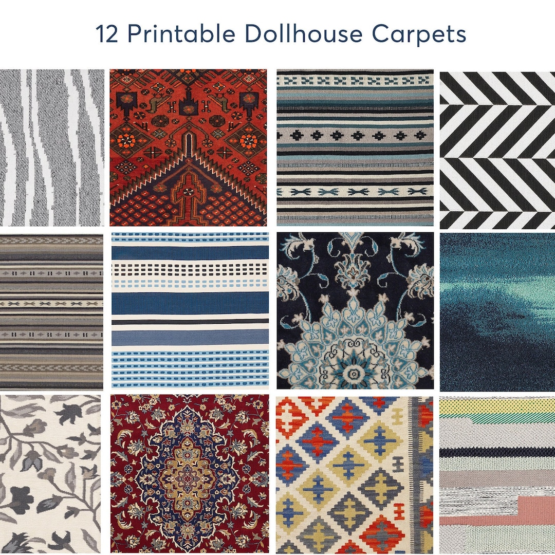 12 Dollhouse Printable Carpets Bundle | 1-12 and 1-6 Scale | Miniature ...