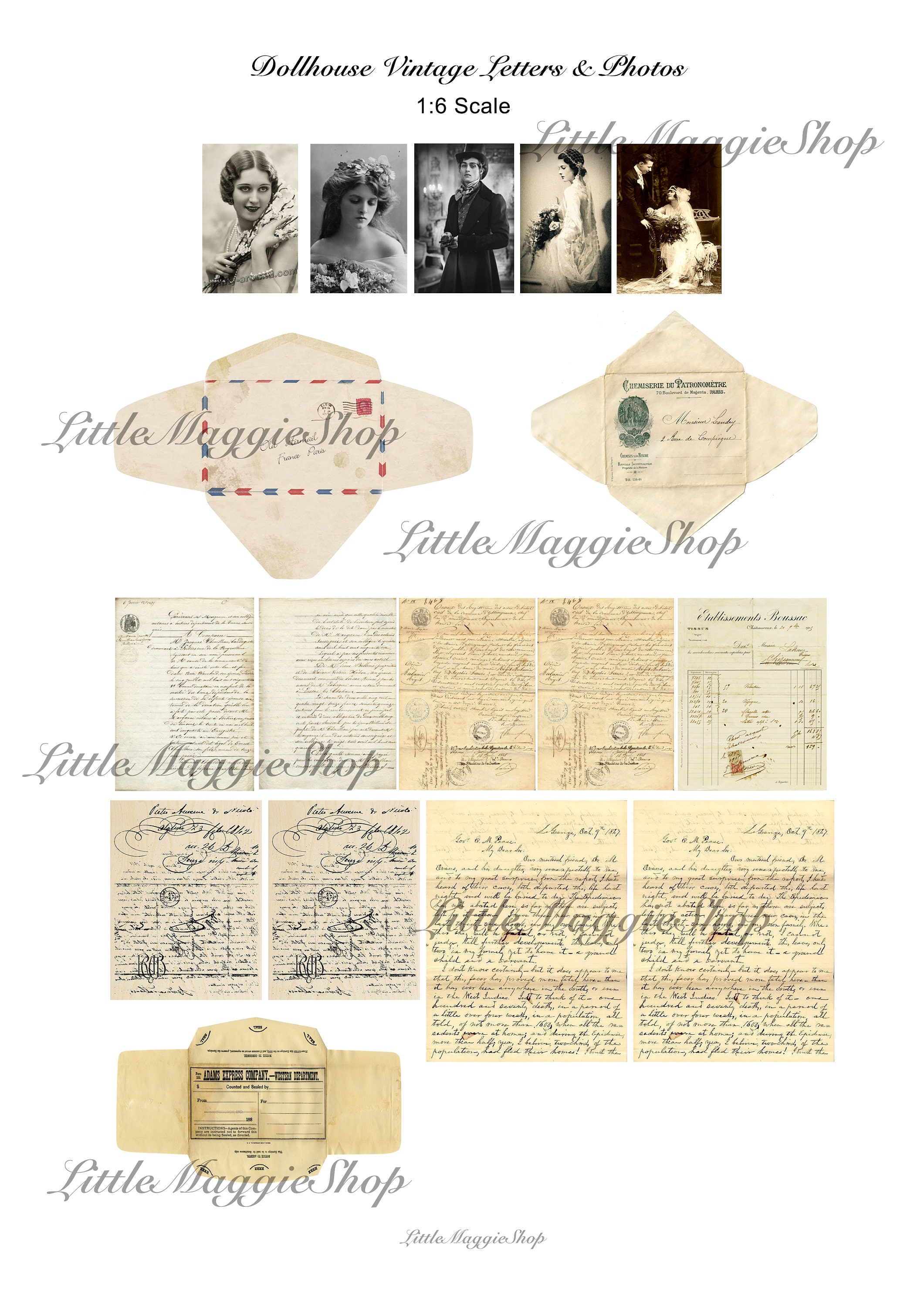 Printable Miniature Retro Letters Photos and Envelopes - Etsy