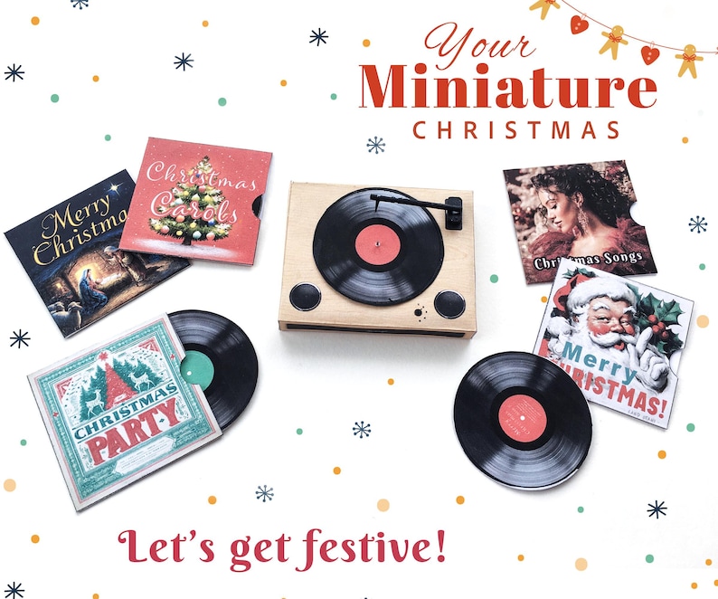 Miniature Printable Record Player With Christmas Vinyl Records – 1/12 1 ...