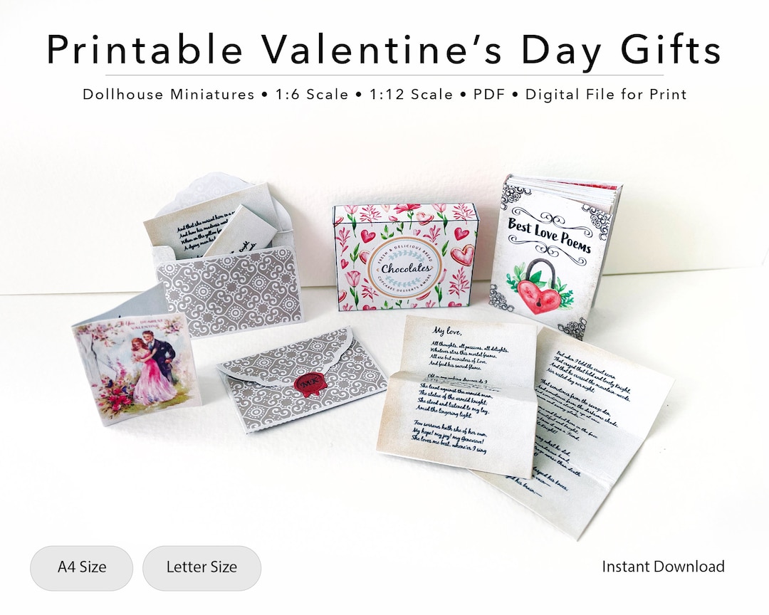 Printable Valentine's Day Miniature Surprise Set | Dollhouse Miniatures ...