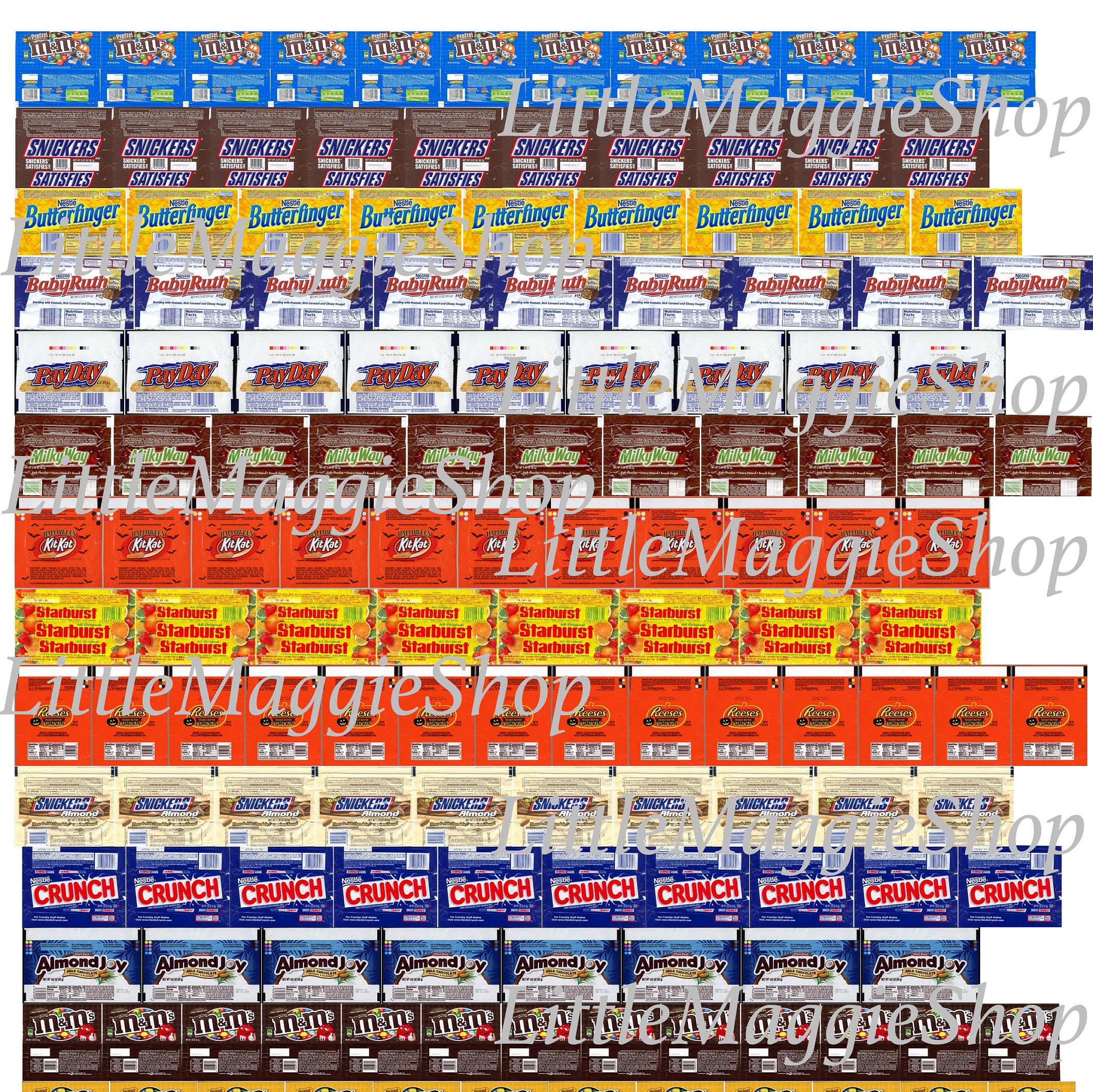 Dollhouse miniature candy bars packaging A4 PRINTABLE Sheet. | Etsy