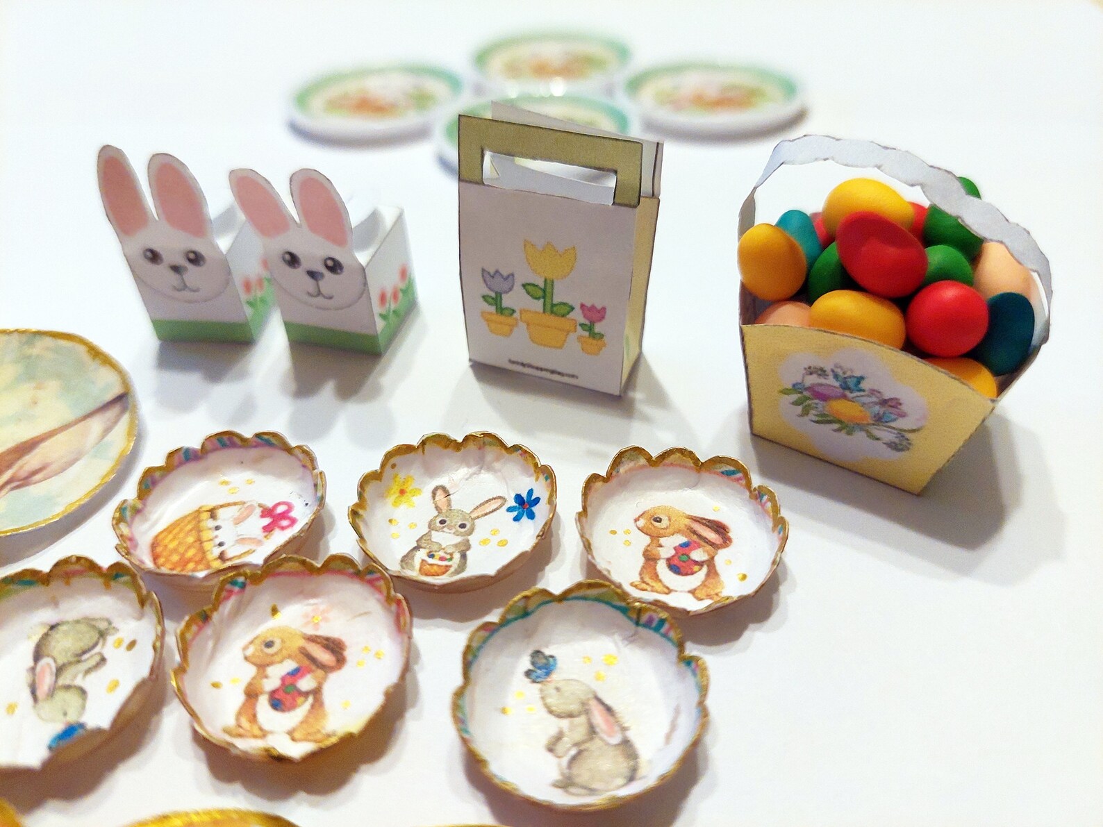 Miniature Printable Easter Set Dollhouse Printable Plates - Etsy