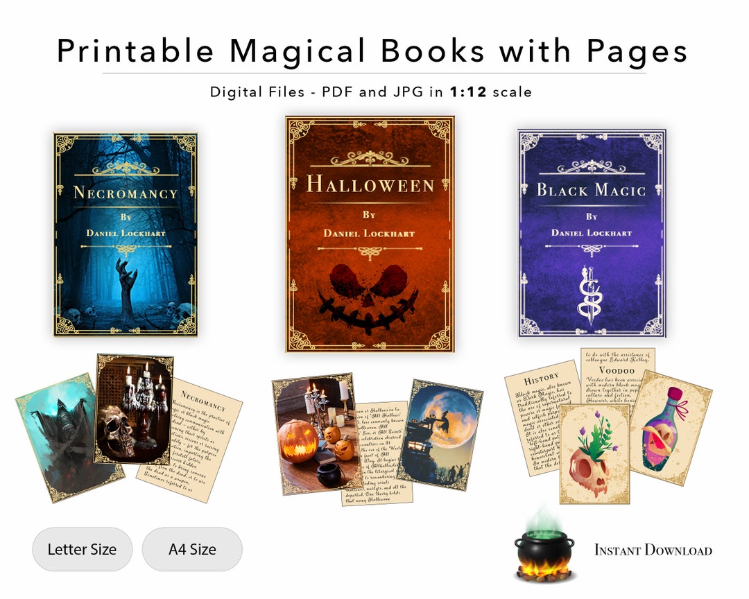 3 Printable Magical Books With Pages - Halloween, Black Magic and ...