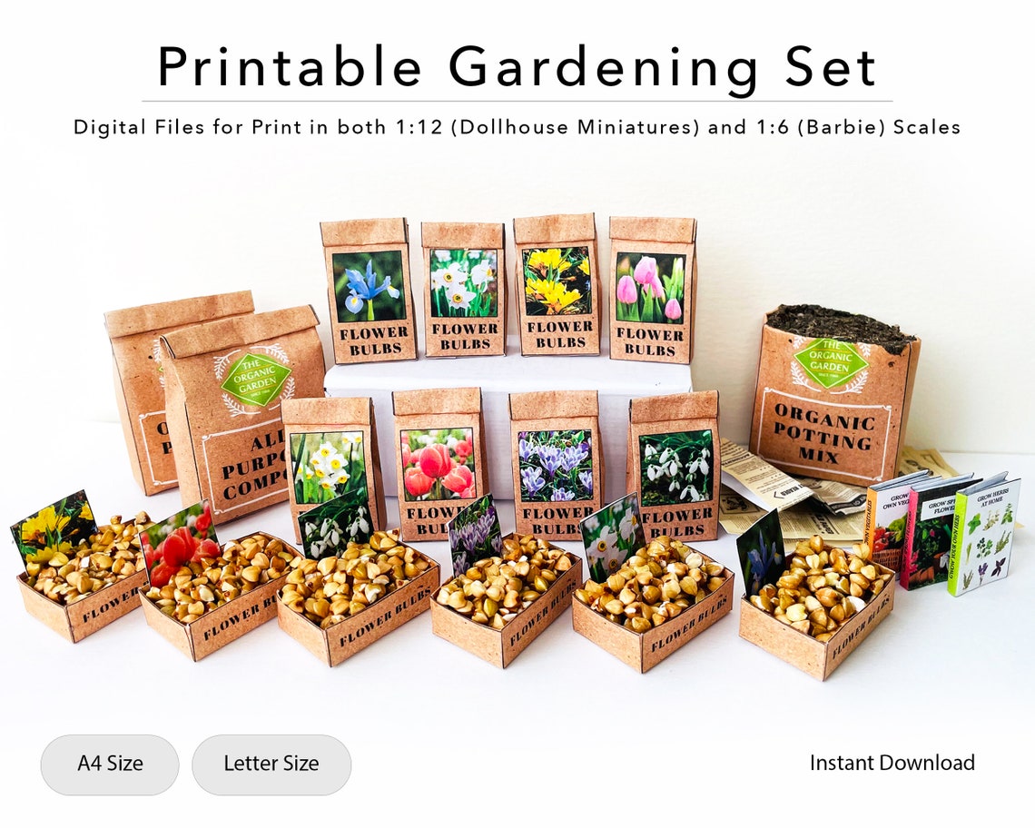 Miniature Printable Gardening Set Flower Bulb Packages - Etsy