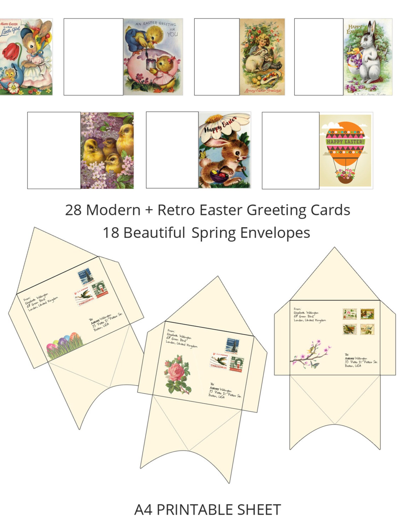 Miniature Printable Easter Greeting Cards With Envelopes - Etsy