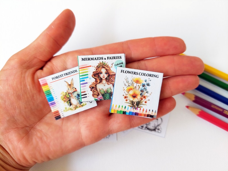 Miniature Coloring Books: Dollhouse Printable, 1/6, 1/12, 1/3 Scale ...