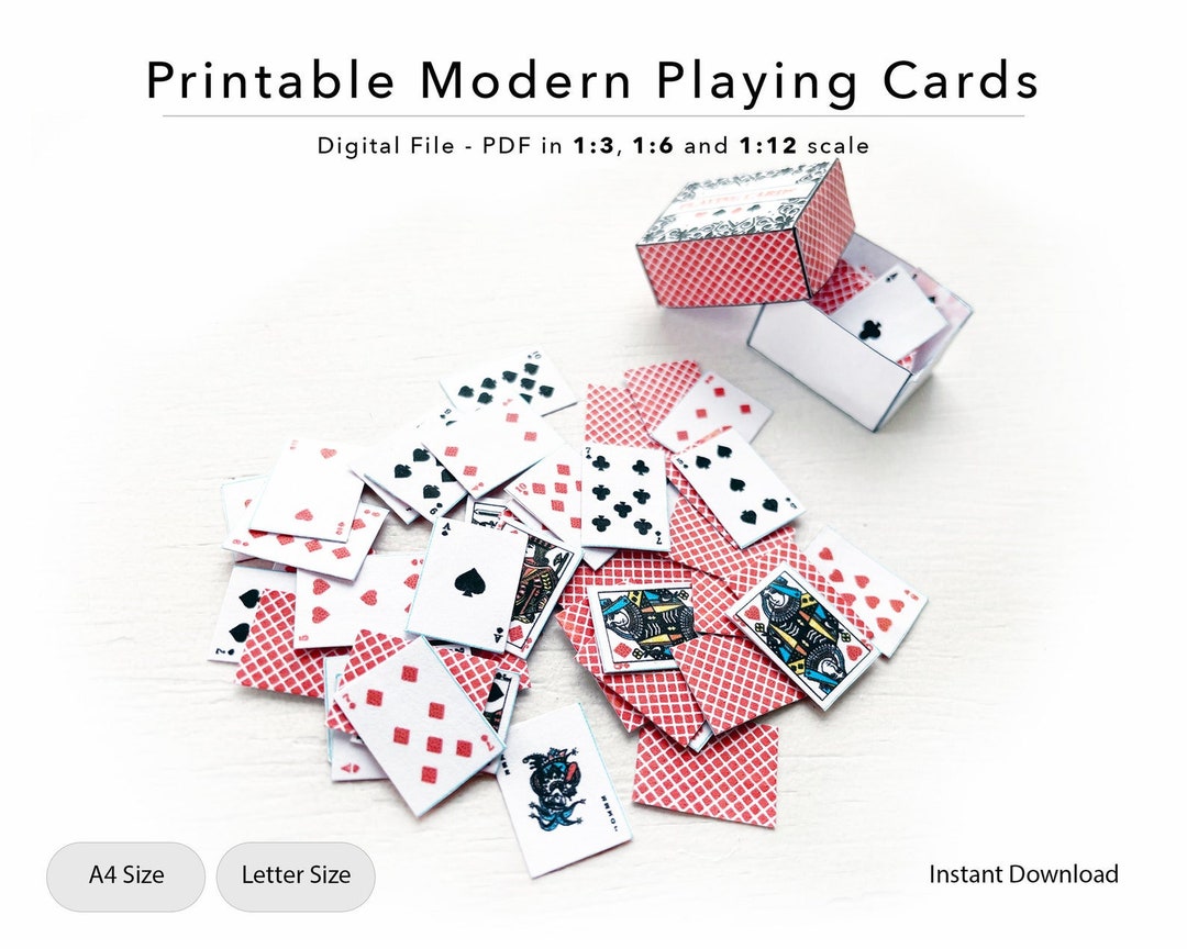 Printable Miniature Playing Cards: Dollhouse Casino Deck (PDF) - Etsy