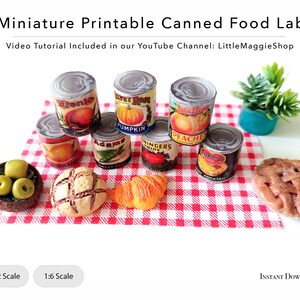 Miniature Printable Canned Food Labels Dollhouse Miniatures 1/6 Scale 1 ...