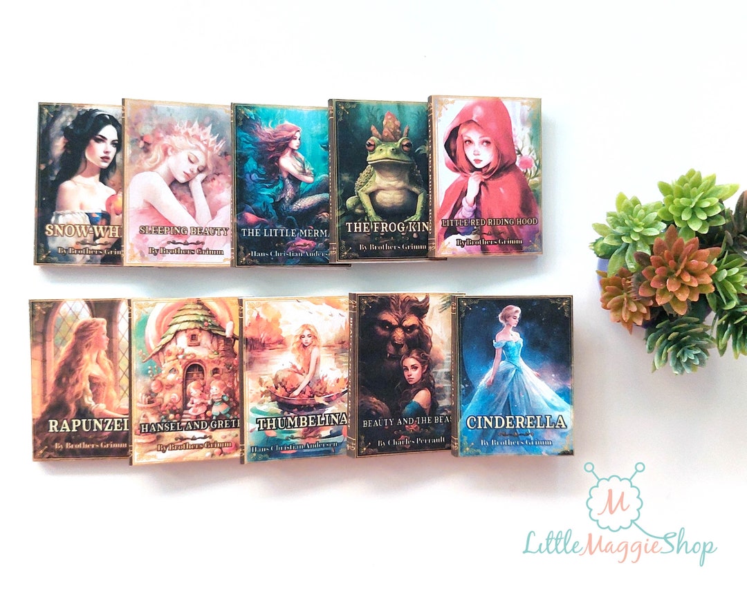 10 Miniature Fairy Tale Books With Pages and Illustrations, Premium ...