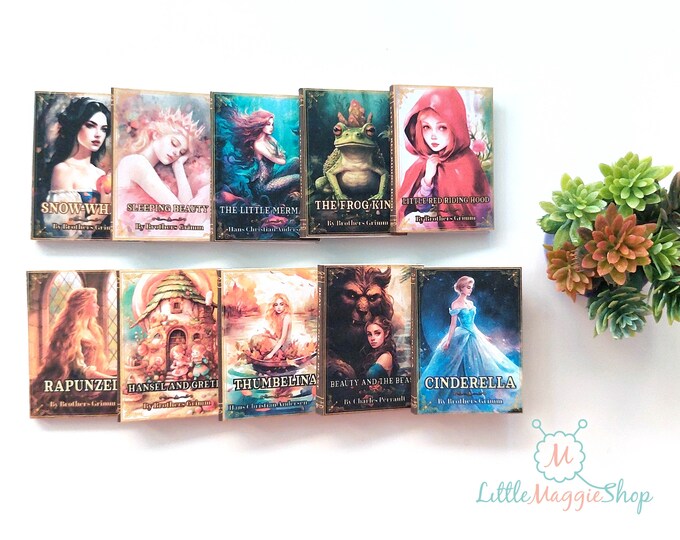 10 Miniature Fairy Tale Books With Pages and Illustrations, Premium ...