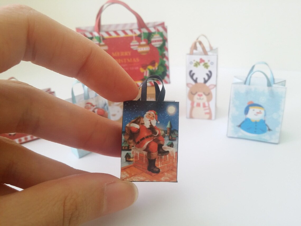 Printable Miniature Christmas Bags: Dollhouse Sizes (PDF Download) - Etsy