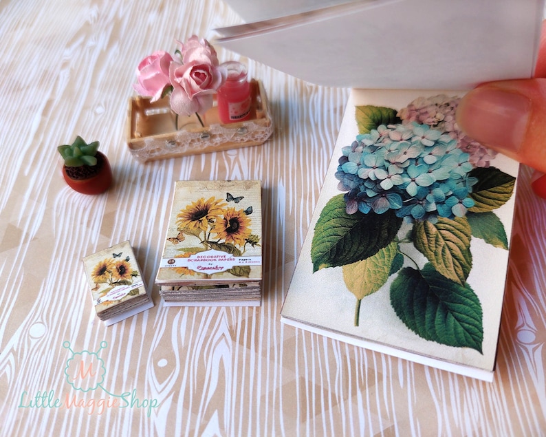 Miniature Vintage Flower Scrapbook Paper Pad: 1/12, 1/6, 1/3 Scale ...
